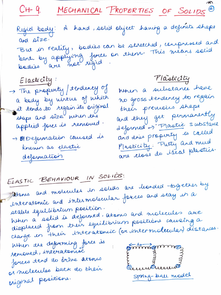 G XI Mech Prop of Solids | PDF | Mechanical Engineering | Physical ...