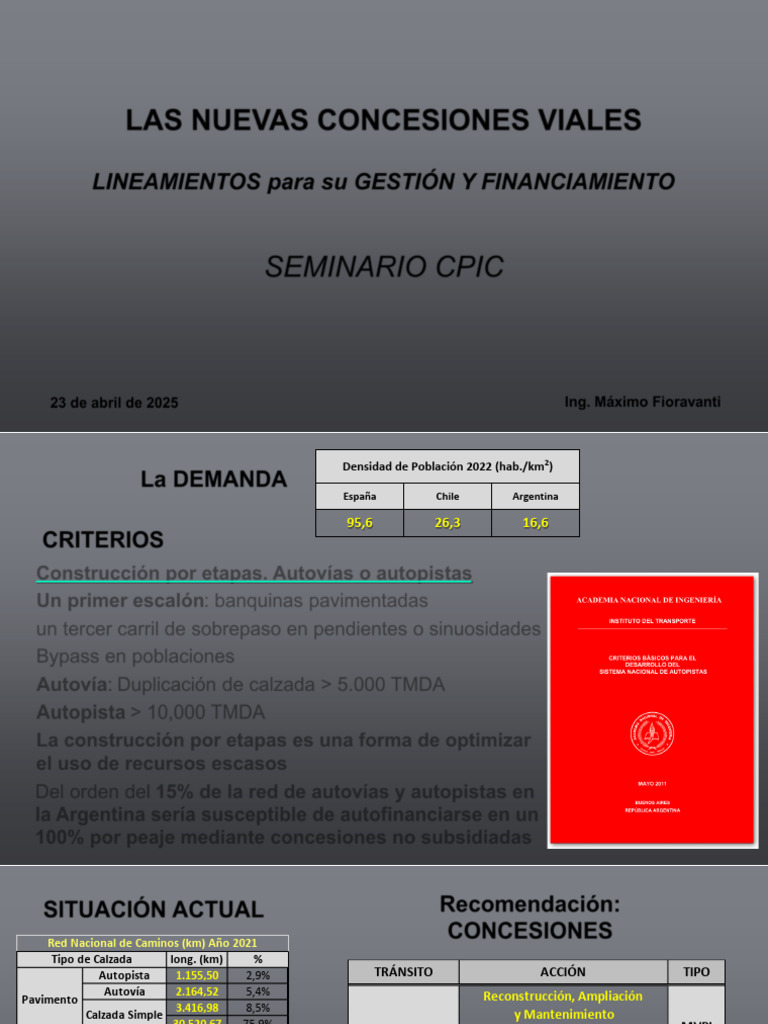 Ing. Fioravanti - Gestión y Financiamiento de Concesiones Viales | PDF | Deuda | Economias