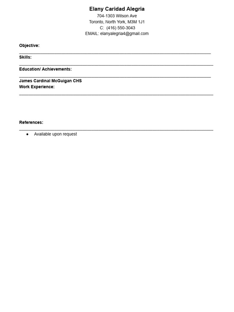 Elany Alegria - Resume Sample 2 | PDF