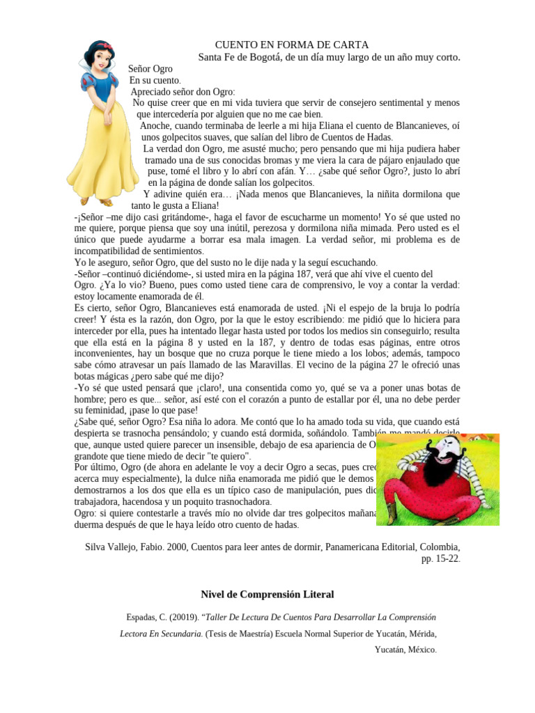 Cuento en forma de carta: Blancanieves | PDF