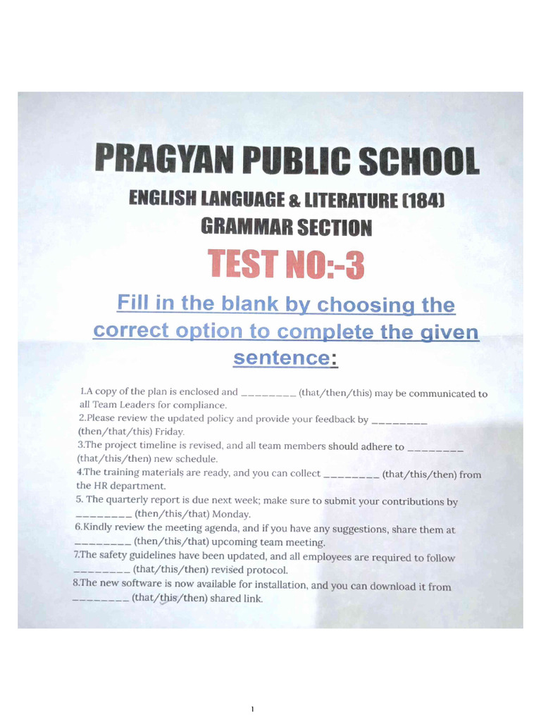 English Test No.3 | PDF
