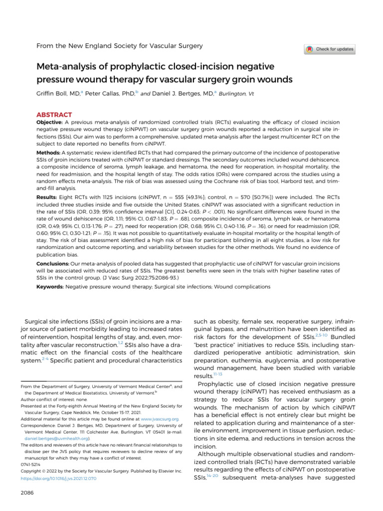 Meta-Analysis of Prophylactic Closed-Incision Negative Pressure Wound ...
