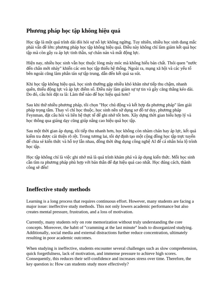 Ineffective Study Methods | PDF