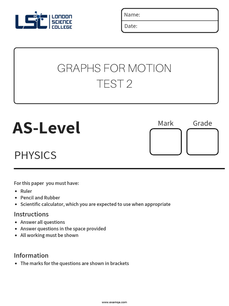 AQA As Physics Graphs For Motion 2QP | PDF | Acceleration | Parachute