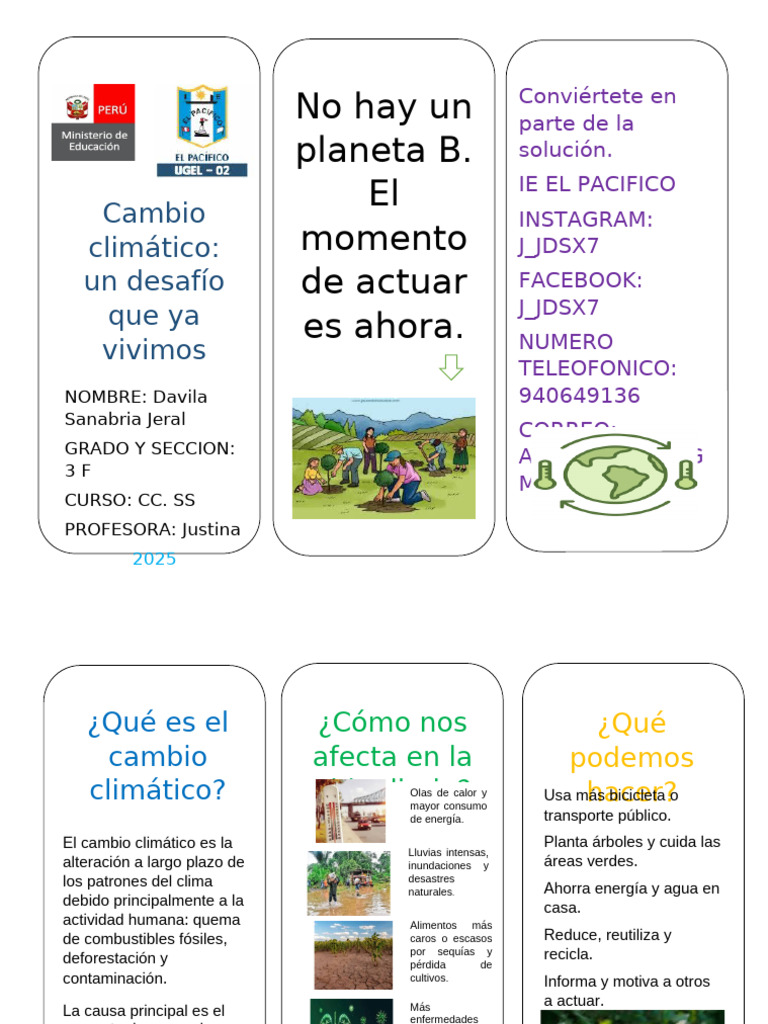 Trabajo CCSS 2025 TRIPTICO | PDF | Clima | Deforestación