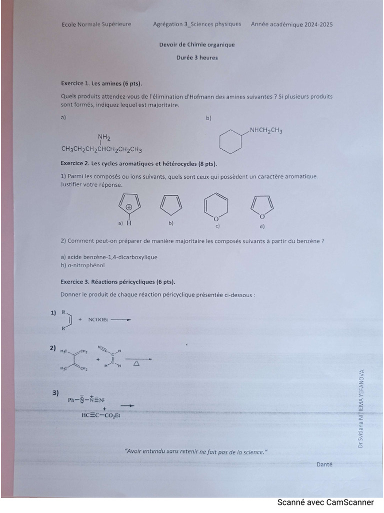 Devoir de Chimie Organique de La 3e Promo Agrégé | PDF