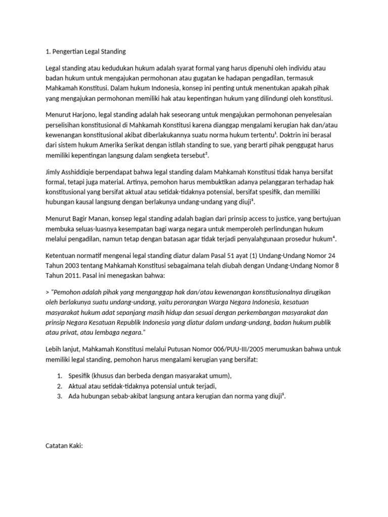 Pengertian dan Arti Legal Standing | PDF