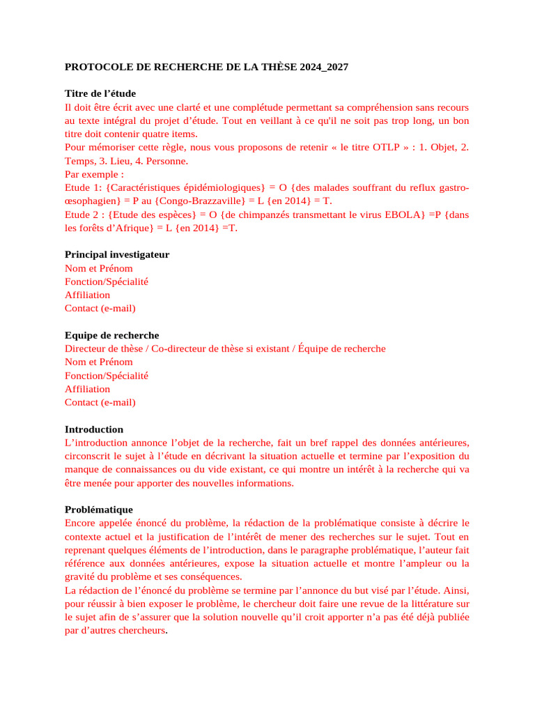 Modèle de PROTOCOLE DE RECHERCHE | PDF | Science
