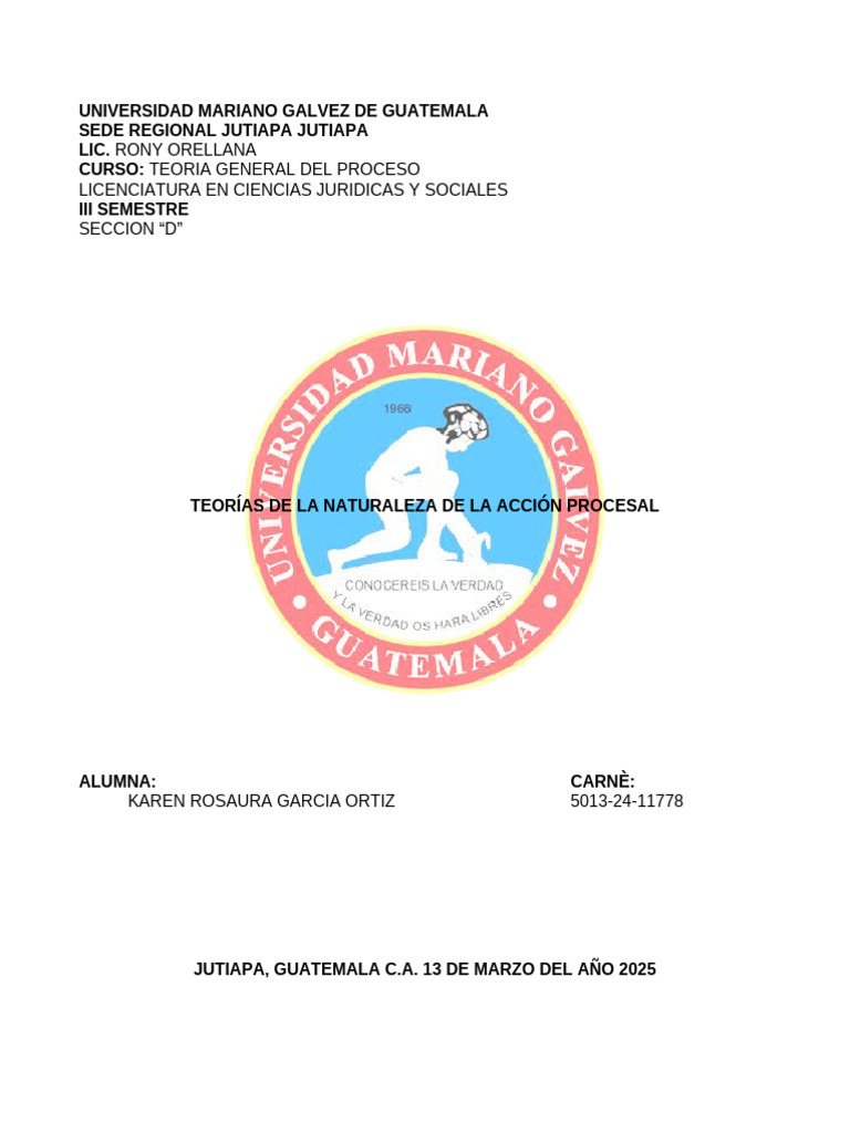 Teoria de Accion Procesal Karen Garcia | PDF | Ley procesal | Jurisdicción