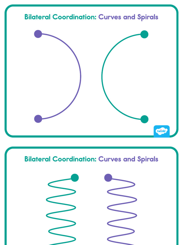 Color Bilateral Coordination Activity Mats - Curves and Spirals | PDF