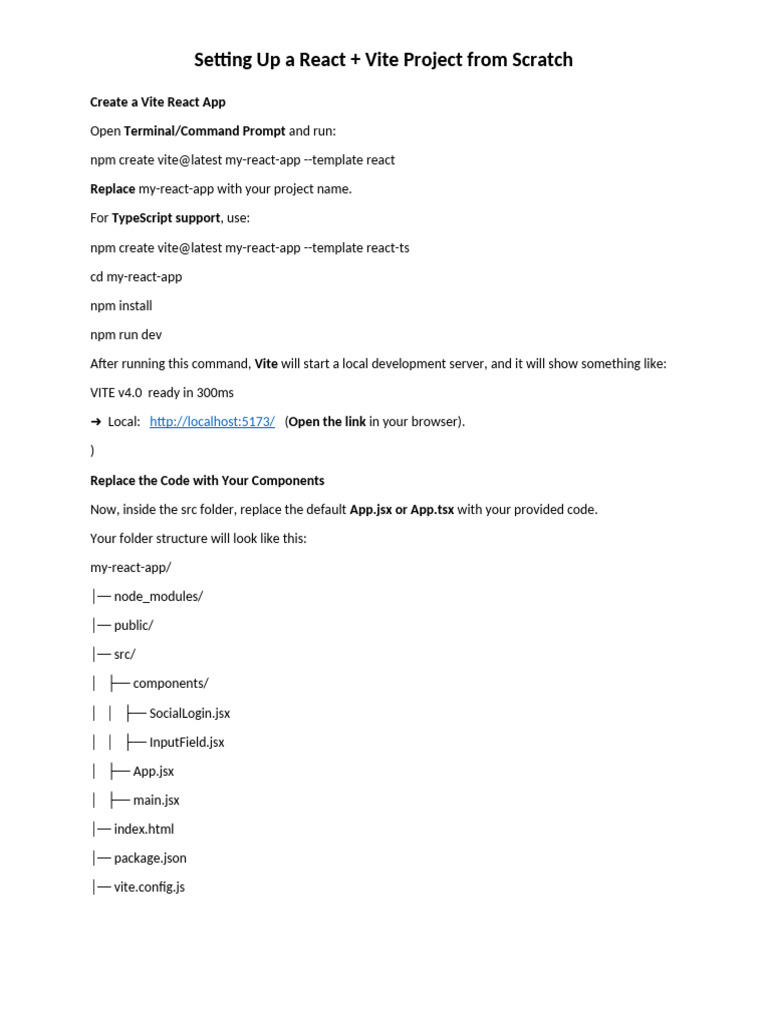 Setting Up A React - Vite Project From Scratch | PDF