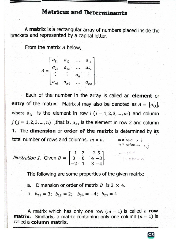 Matrices and Determinants | PDF