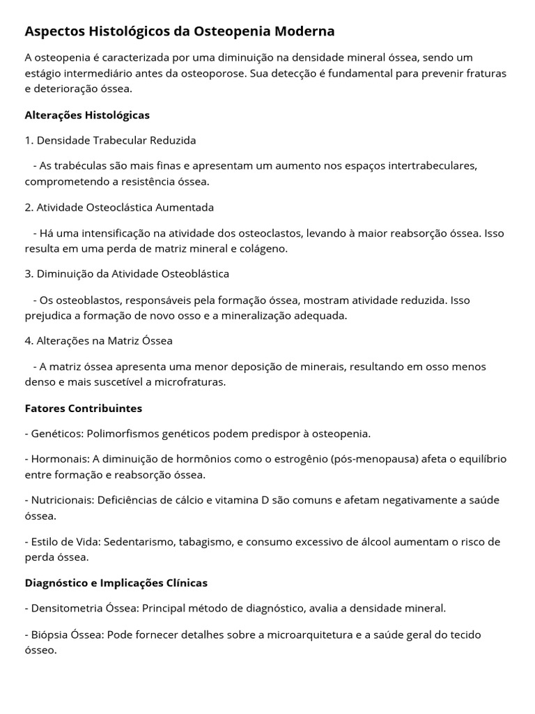 Aspectos Histológicos da Osteopenia | PDF