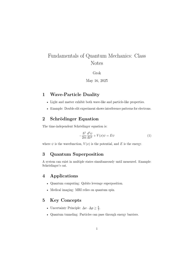 Fundamentals of Quantum Mechanics | PDF