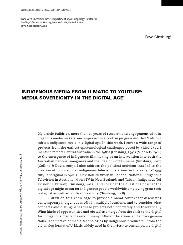 v6n03 - 01-1 Indigenous Media Form U-Matic To Youtube .. Faye | PDF