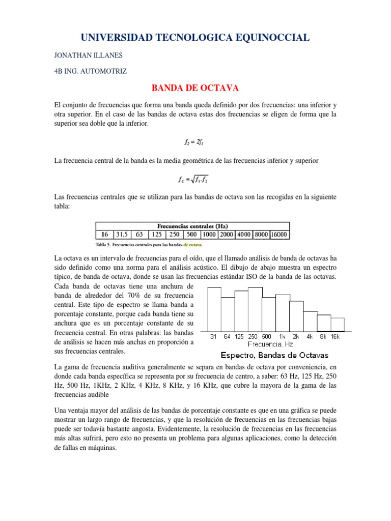 Banda de Octava | PDF | Sonido | Frecuencia