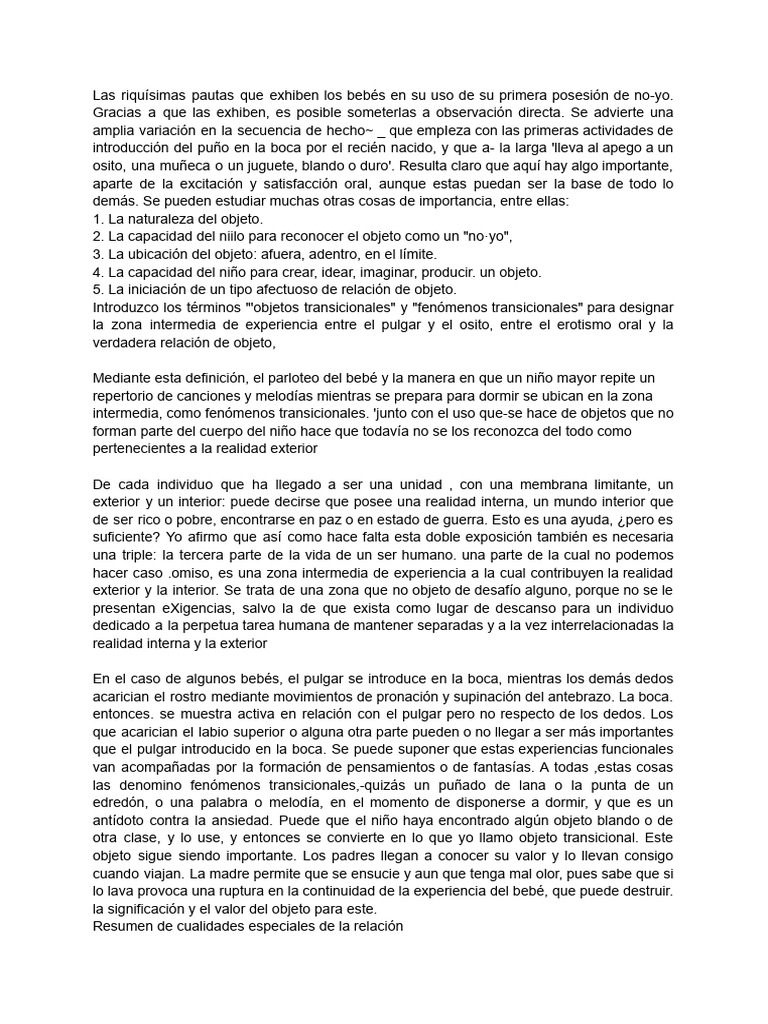 Winicott | PDF | Psicoterapia | Realidad