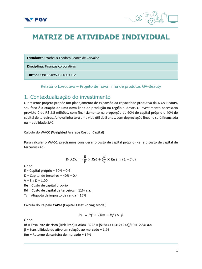Financas | PDF | Valor Presente líquido | Taxa interna de retorno