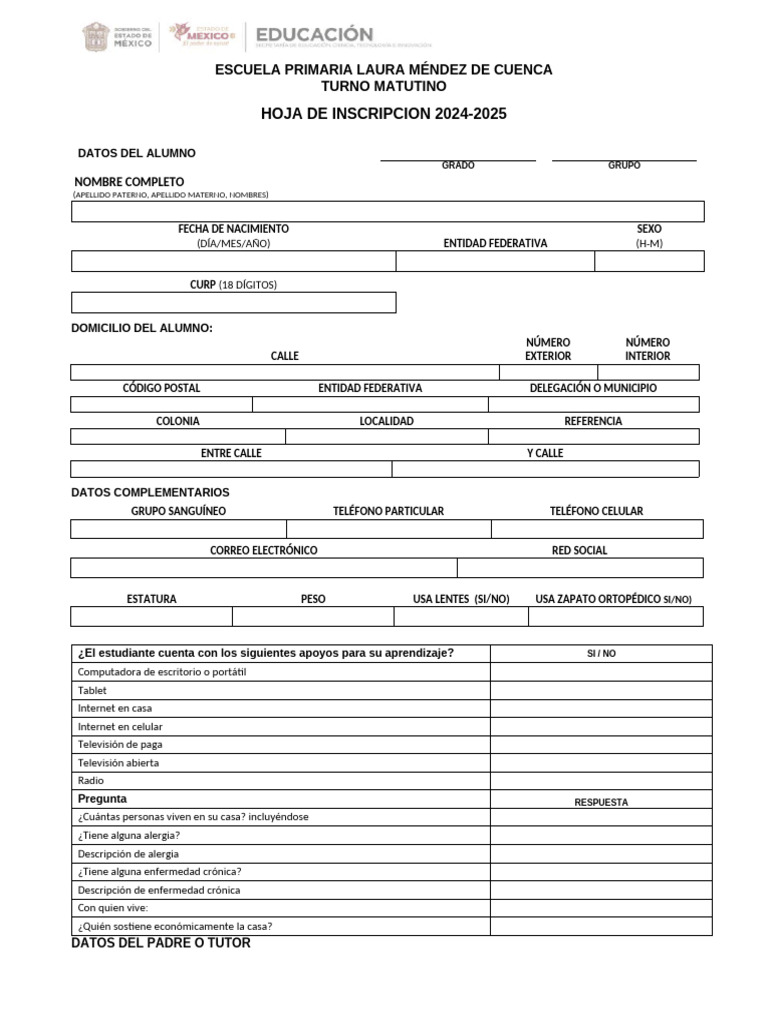HOJA DE INSCRIPCION LMC 2024-2025 | PDF