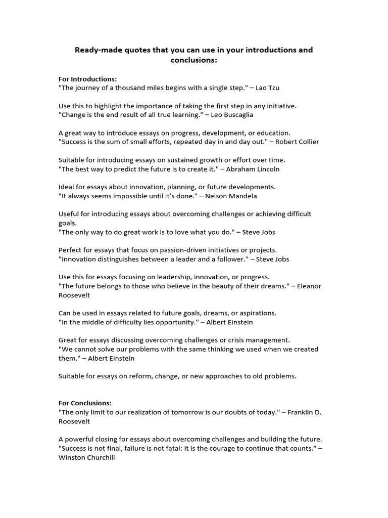 Ready-Made Quotes That You Can Use in Your Introductions and ...