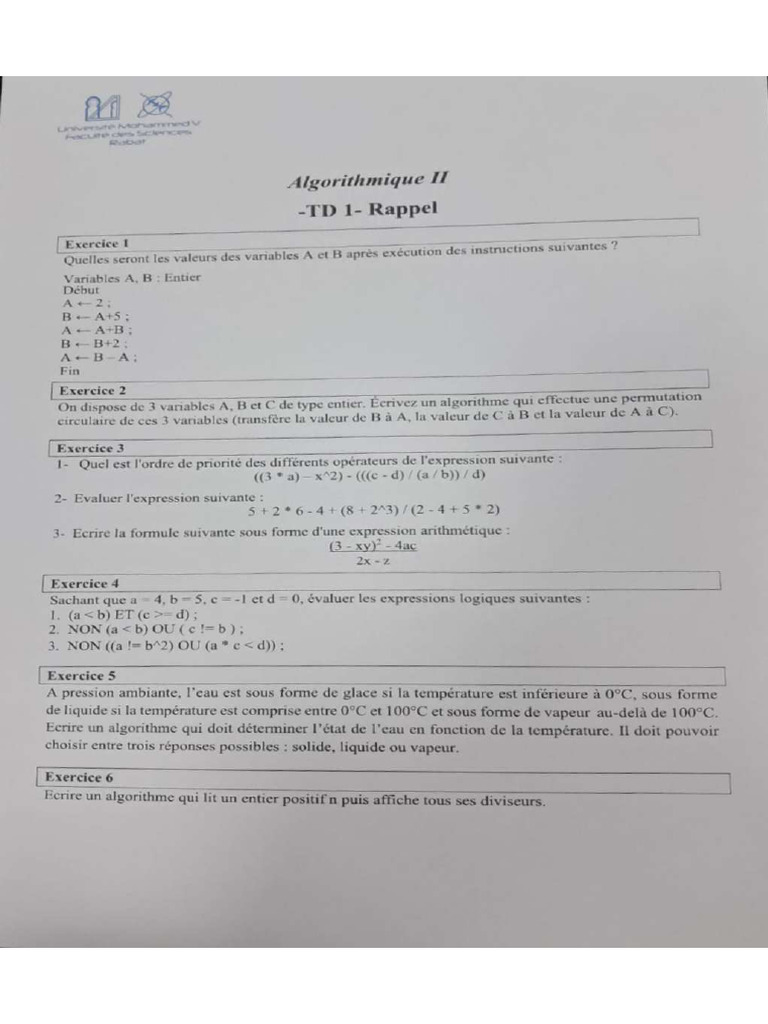 TD 1, 2, 3, 4 Et 5 Algo 2 | PDF