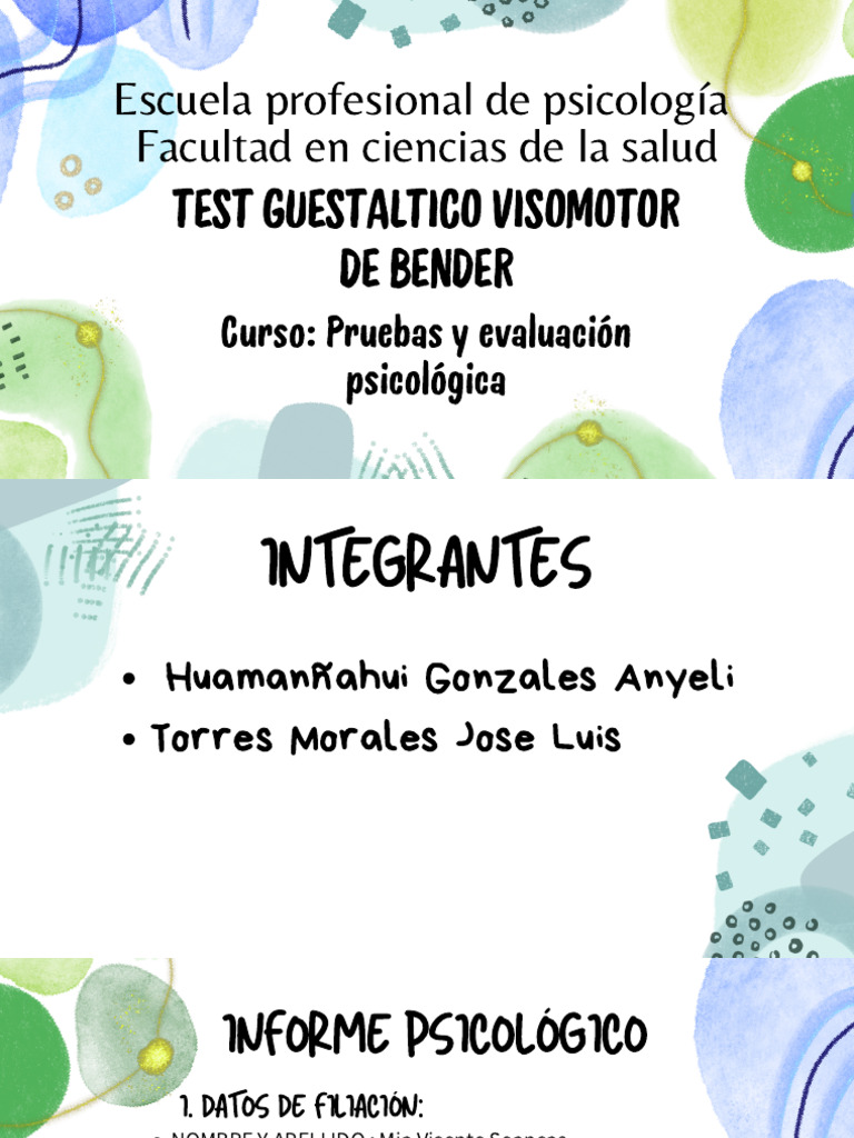 Canva Presentación Del Test Guestaltico Visomotor de Bender | PDF | Las ...