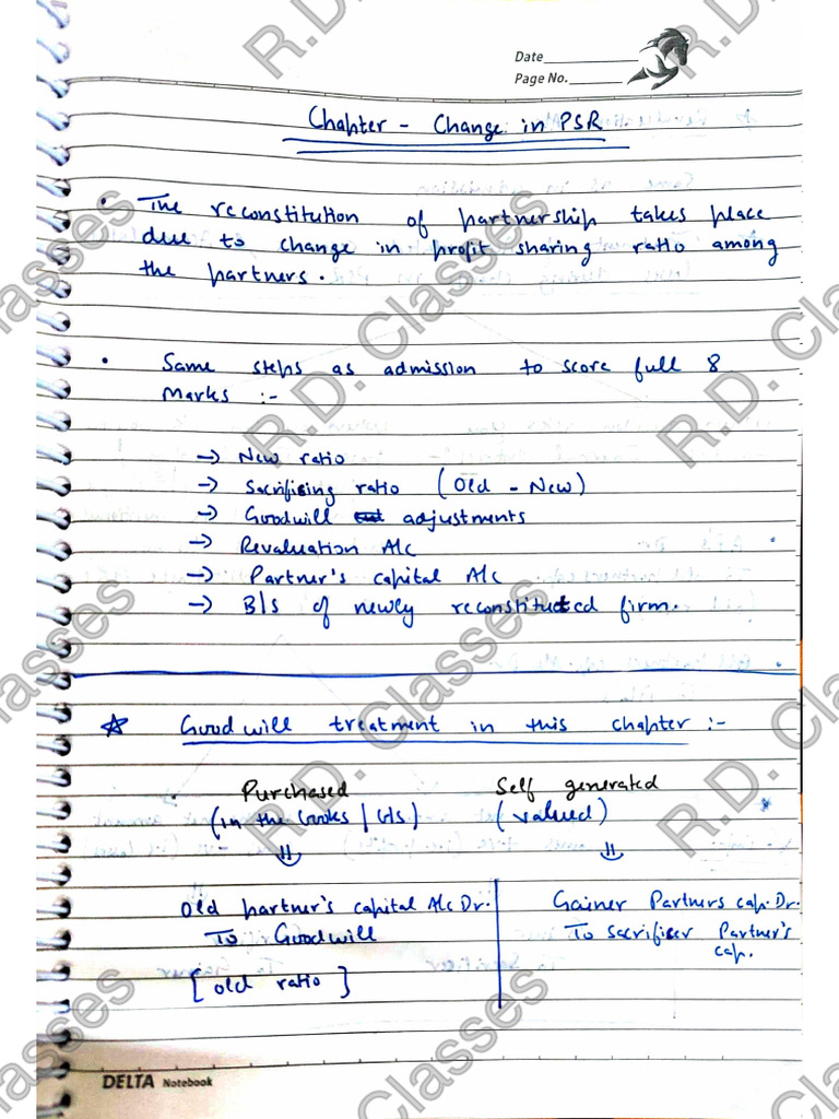 Change in PSR Notes - RD Classes | PDF