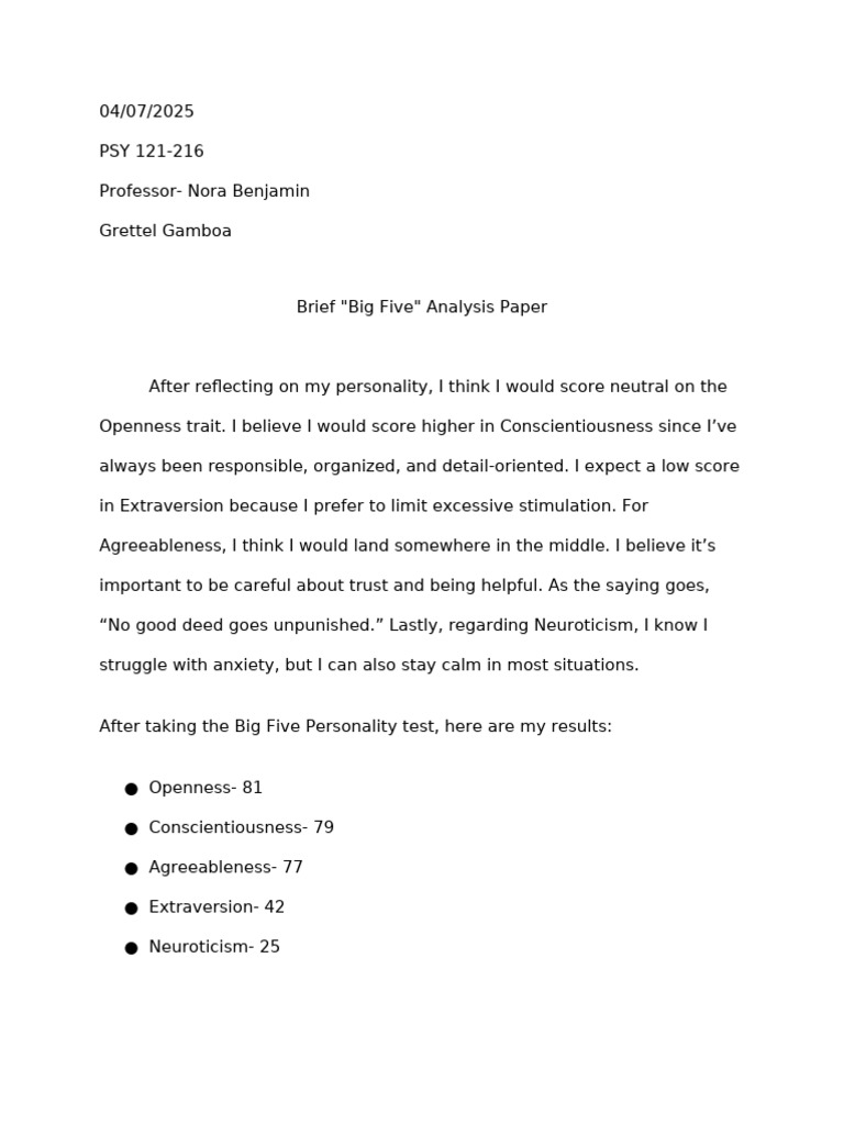 Big Five Personality Analysis Insights | PDF | Human Development ...