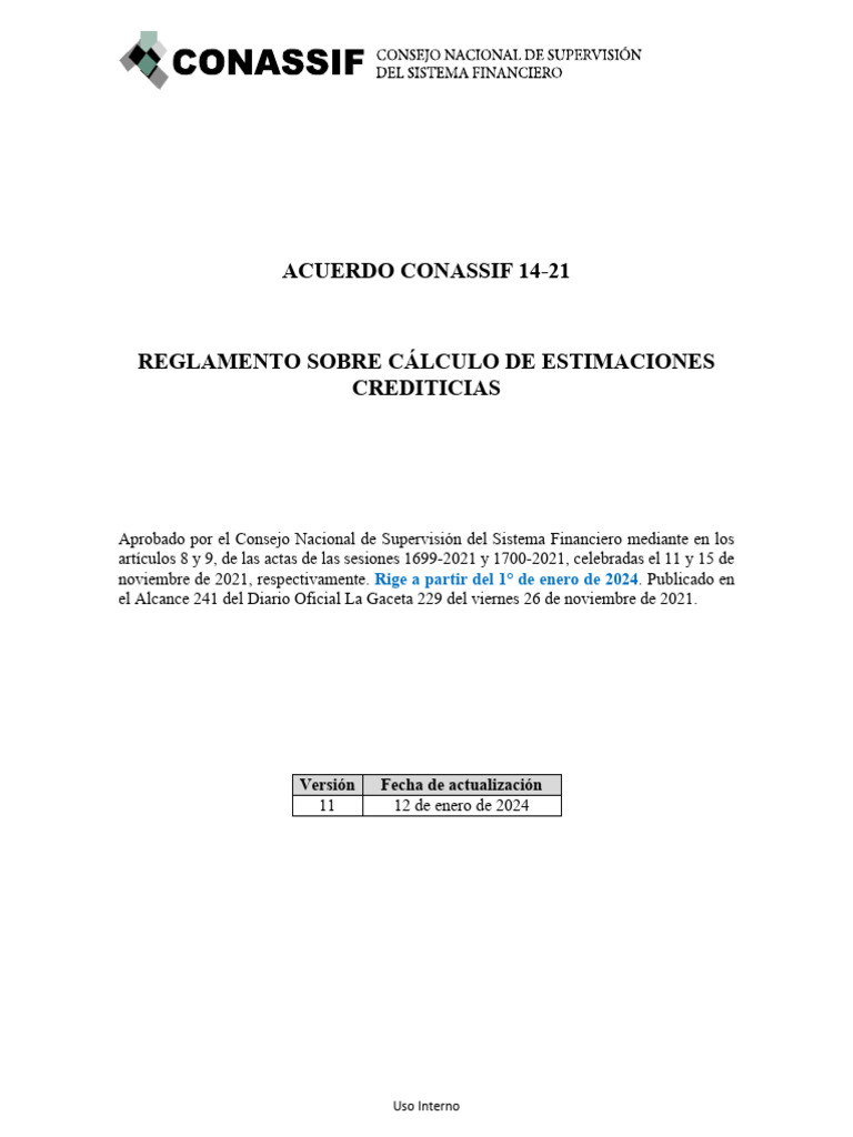 CONASSIF 14-21 (v11 12 de Enero de 2024) | PDF | normas internacionales ...