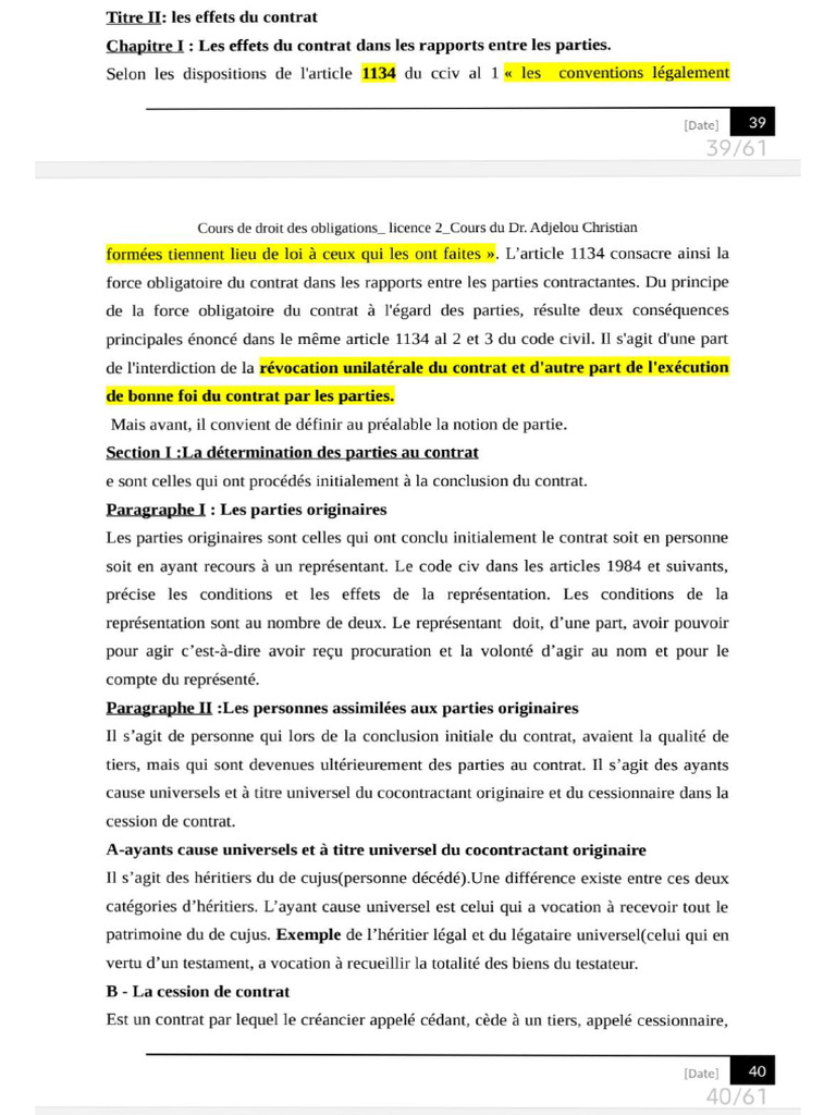 Les Effets Du Contrat | PDF