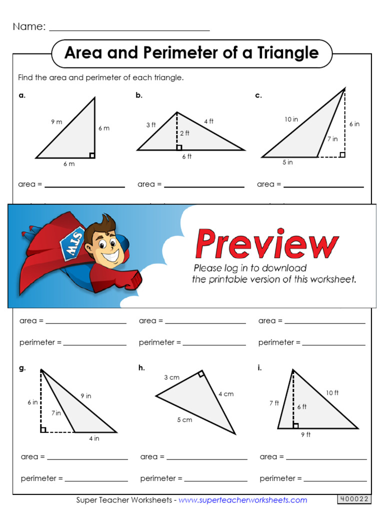 Area Perimeter Triangle Basic | PDF | Area | Elementary Mathematics