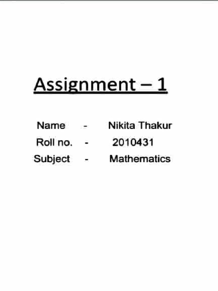 Mathematics Assignment 1 | PDF