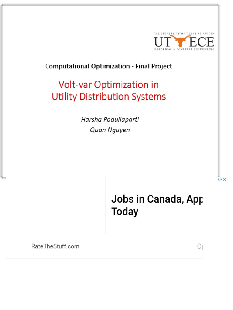 Volt-Var Optimization in Utility Distribution Systems - PDF | PDF