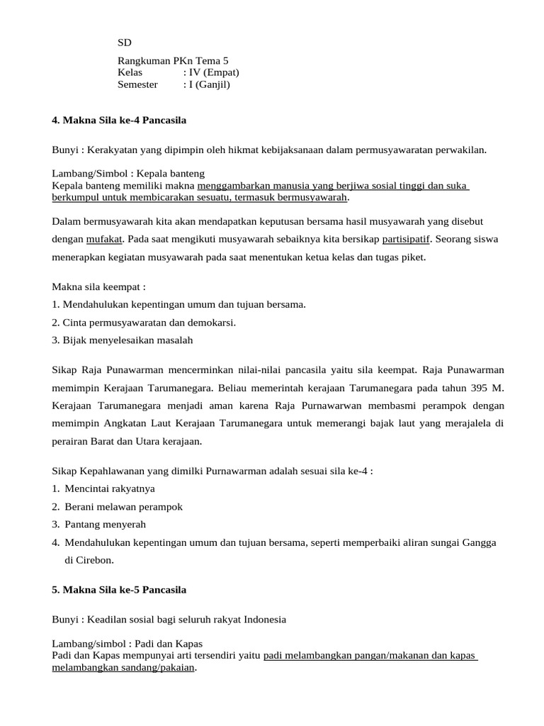 Rangkuman PKN Tema 5 | PDF