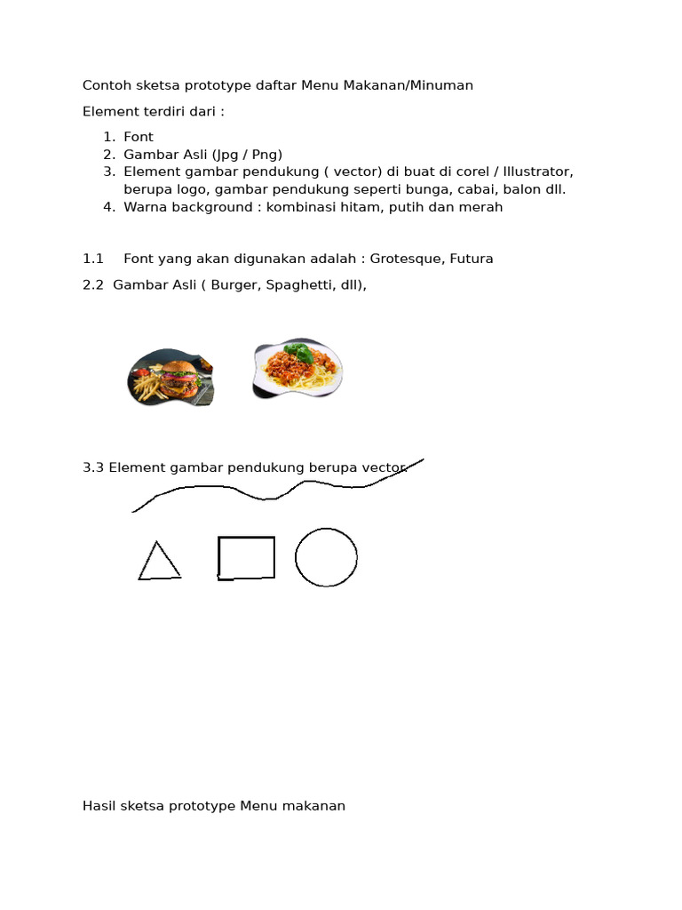 Contoh Sketsa Prototype Daftar Menu Makanan | PDF