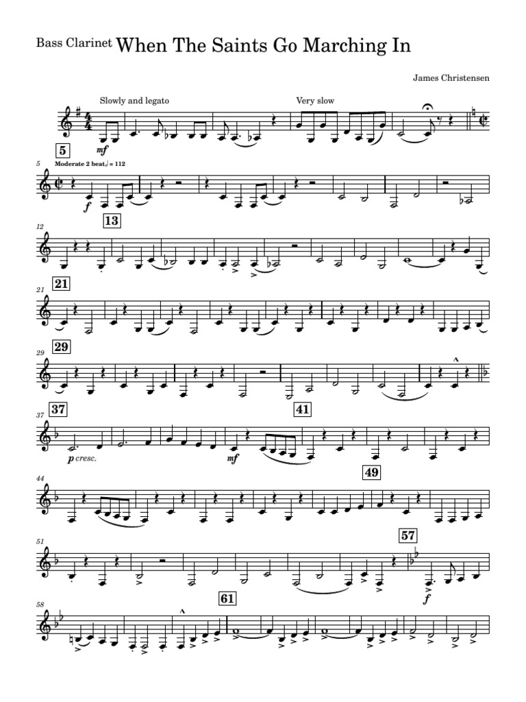 When The Saints Go Marching In-Bass - Clarinet | PDF | Compositions For ...