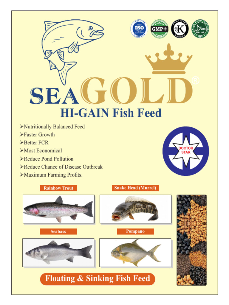 Sea Gold Hi Gain Fish Feed Broucher | PDF | Aquaculture | Fish And Humans