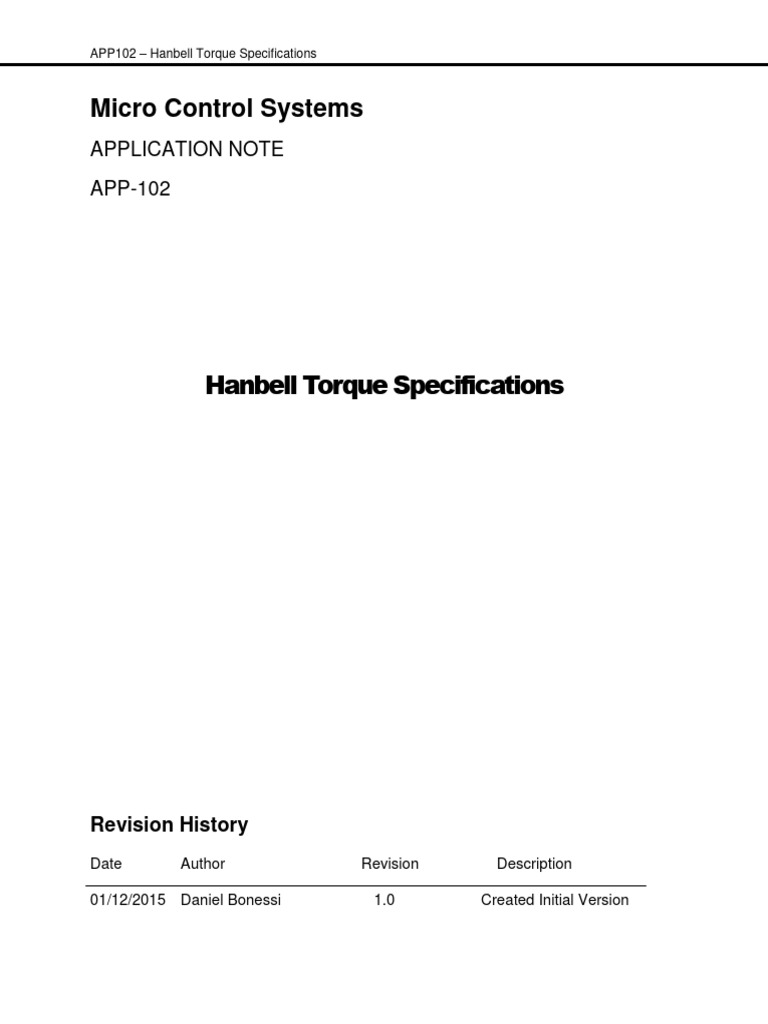 APP102 - Hanbell Torque Specifications | PDF | Screw | Mechanical Engineering