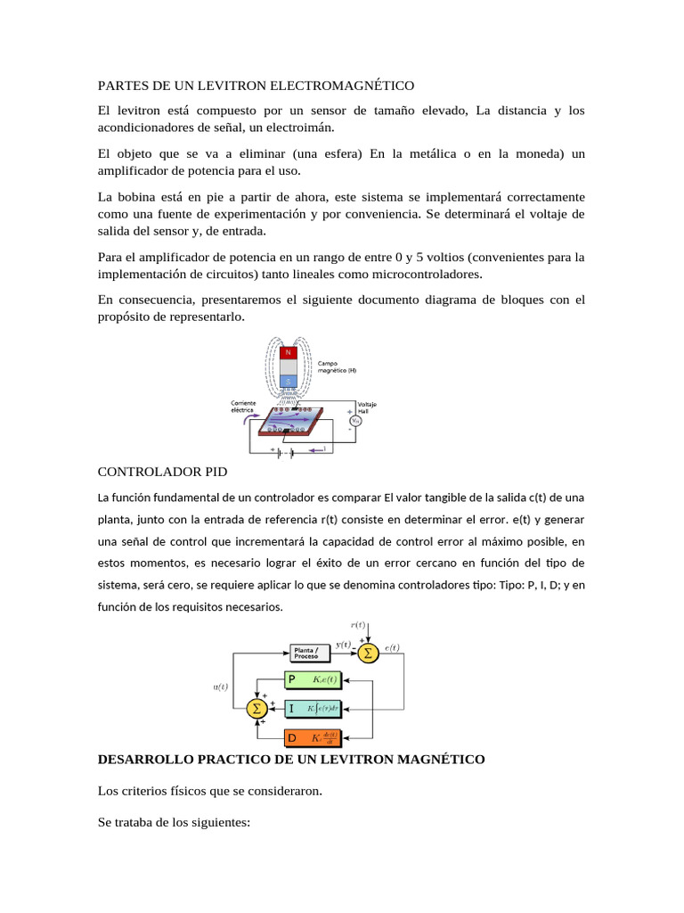 Partes y Control de un Levitron Electromagnético | PDF