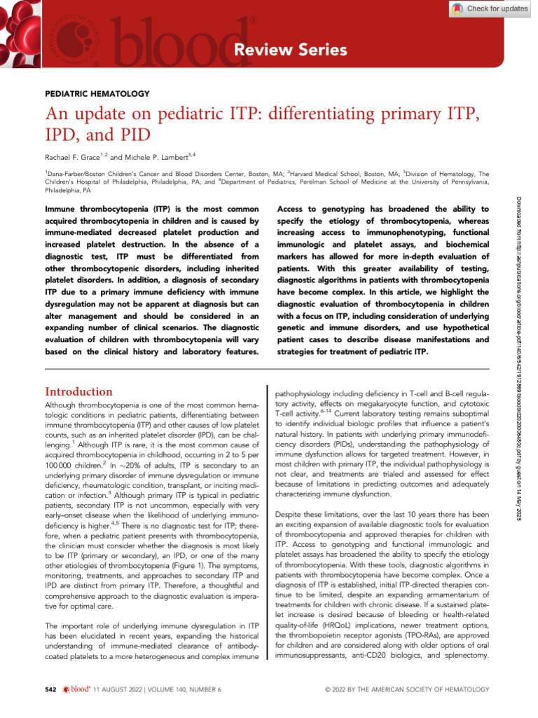 An Update On Pediatric Itp | PDF | Platelet | Immunodeficiency