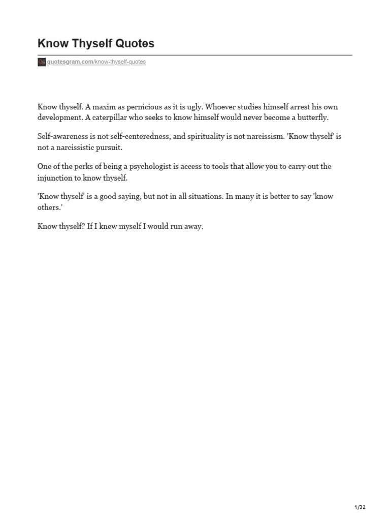 Know Thyself Quotes | PDF