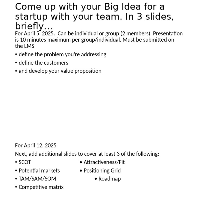 Come Up With Your Big Idea For A | PDF