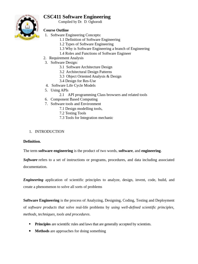 CSC 411 - FUPRE - Software Engineering | PDF | Use Case | Class (Computer Programming)