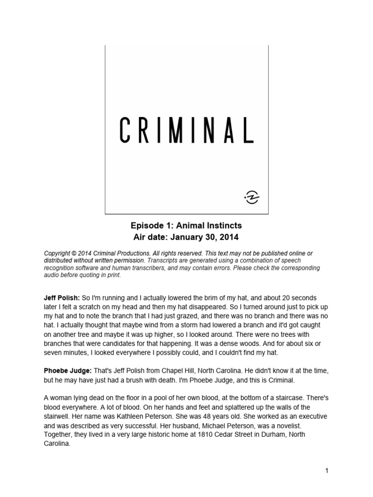 Episode 1 Animal Instincts | PDF | Justice | Crime & Violence