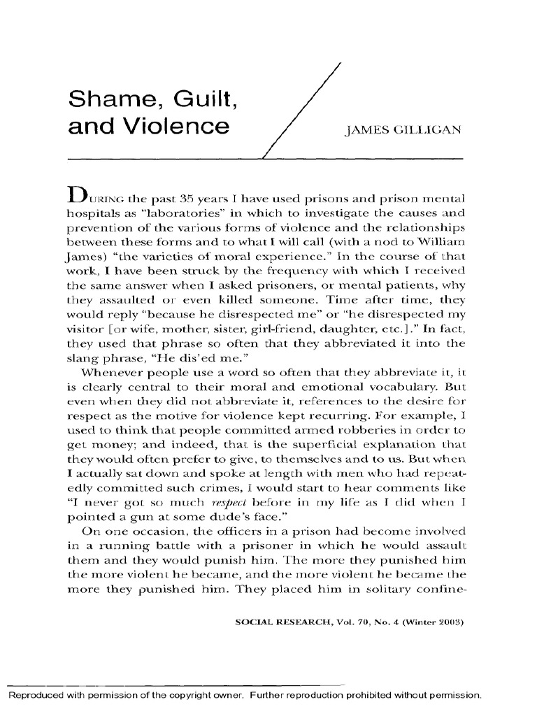 Shame, Guilt, and Violence | PDF | Shame | Guilt (Emotion)