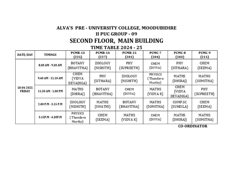 II PUC Time Table 2024-25 | PDF