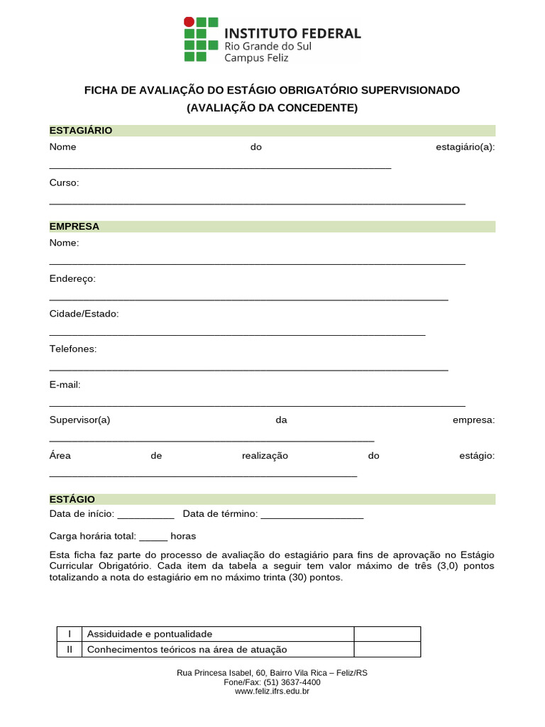 Ficha de Avaliacao Da Concedente | PDF