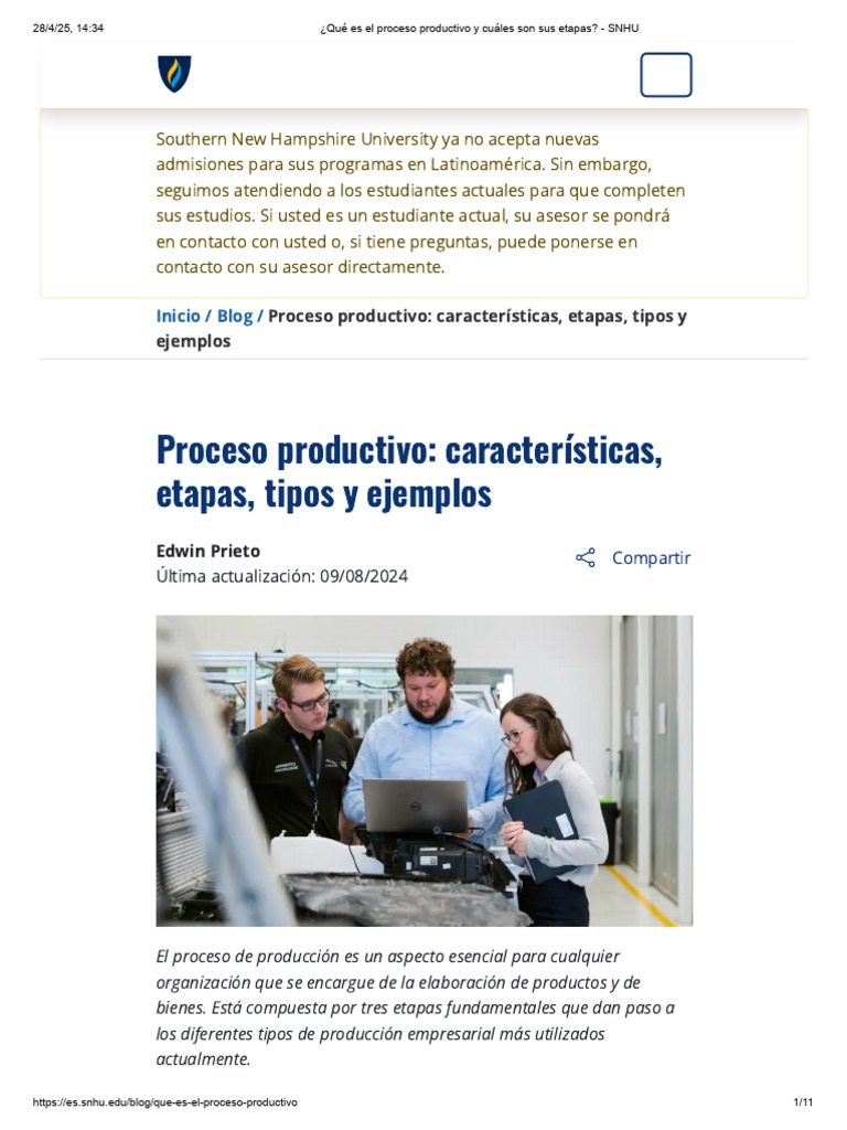 Definición y etapas del proceso productivo | PDF | Calidad (comercial ...