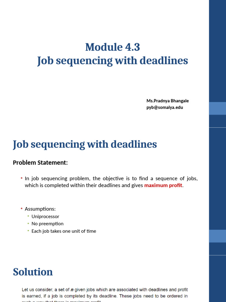 3.4 Job Sequencing With Deadlines | PDF | Algorithms And Data Structures | Algorithms