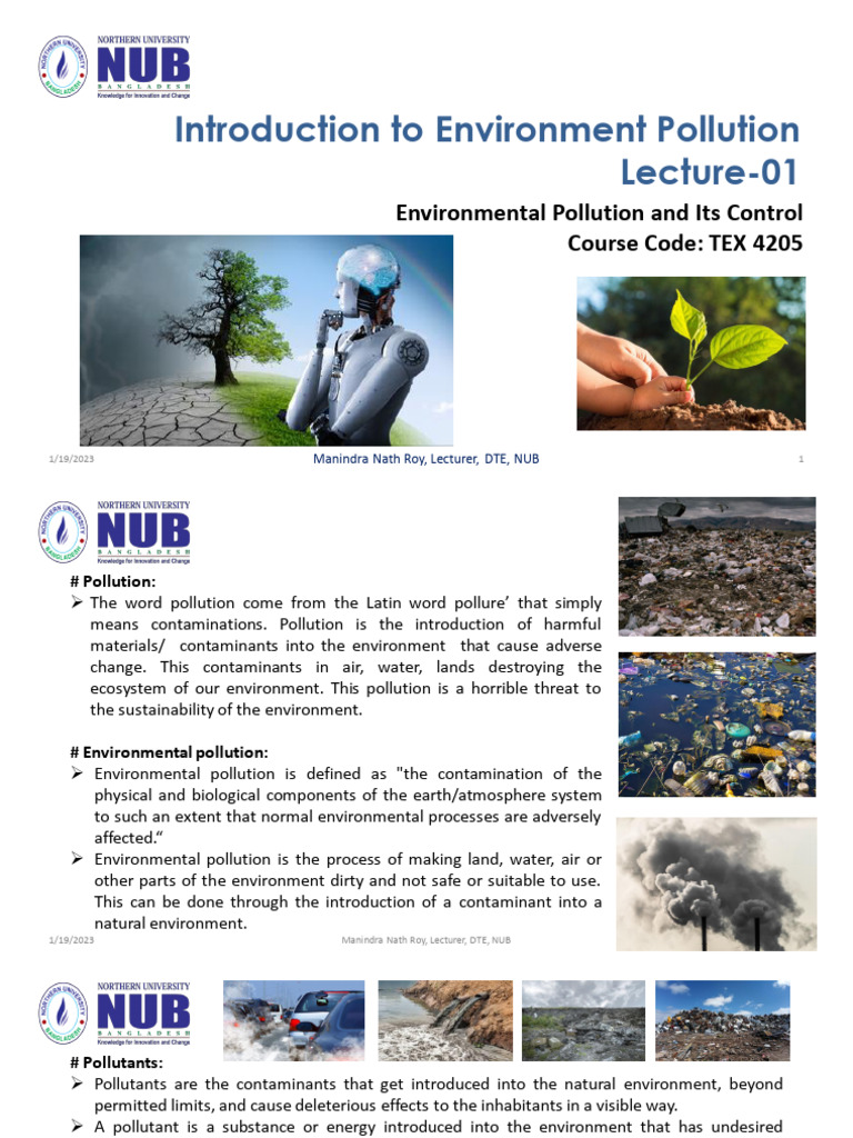 EPC Lecture-01 Introduction To Environment Pollution | PDF | Pollution ...